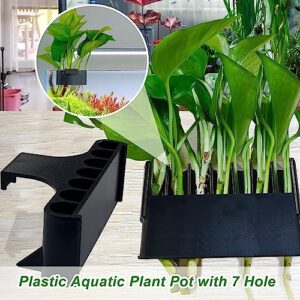 GTRA 2PC 7 Holes Upgraded Aquarium Plant Holder, Aquatic Plant Cup Fish Tank Plant Holder for Aquarium Living Fish Tanks Aquarium Planting Aquascape Decorations on Top of Tank (Black)