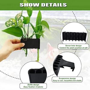 GTRA 2PC 7 Holes Upgraded Aquarium Plant Holder, Aquatic Plant Cup Fish Tank Plant Holder for Aquarium Living Fish Tanks Aquarium Planting Aquascape Decorations on Top of Tank (Black)