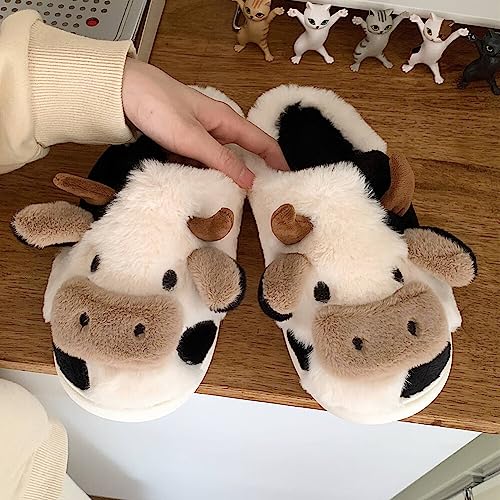 dubuto Cute Cow Slipper for Girls Boys, Toddler Kids Animal Slippers Cozy Anti-slipe Soft Plush Warm Cozy Home House Slippers for Indoor Outdoor