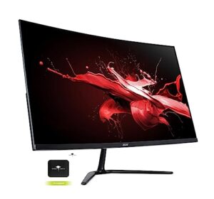 acer nitro 31.5" curved fhd monitor, 32 inch 1500r zero-frame display, freesync, 75hz refresh rate, 1ms response time, adjustable tilt, hdmi, vga w/gm accessory, black