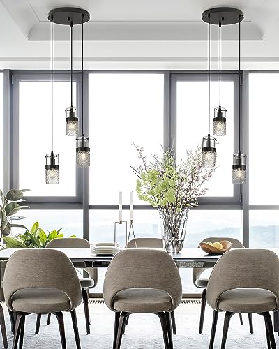 LMS Black 3-Light Pendant Fixtures, Adjustable Kitchen Hanging Light Fixture, Cluster Pendant Lights, LMS-188