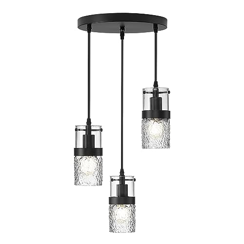 LMS Black 3-Light Pendant Fixtures, Adjustable Kitchen Hanging Light Fixture, Cluster Pendant Lights, LMS-188