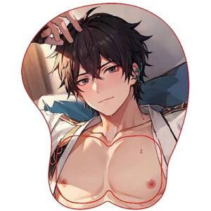 sonsoke honkai star rail game men figure wrist support gel mouse pad ergonomic mouse pad gaming mouse pad non slip 3d mouse pad (dan heng)