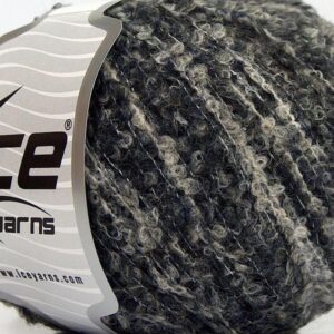 Black, Grey, Beige Alpaca Boucle Fine Yarn - Alpaca, Wool, Nylon, Acrylic Blend - Fine, Sport, Baby Weight, 50 Grams (1.75 Ounces) 200 Meters (218 Yards)