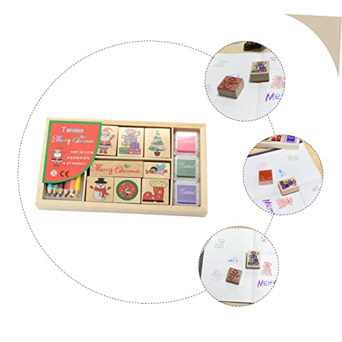 TEHAUX 1 Set Wooden Blocks Crafting Wooden Rubber Seal Wood Decor Wooden Stamps for Stampers for Self- Ink Stamps Seal Stamps Playthings Decorate Scrapbook Solid Wood