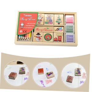 TEHAUX 1 Set Wooden Blocks Crafting Wooden Rubber Seal Wood Decor Wooden Stamps for Stampers for Self- Ink Stamps Seal Stamps Playthings Decorate Scrapbook Solid Wood