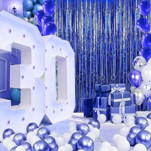 Birthday Party Decorations| 3 Pack 3.3 x 9.9 ft Blue Foil Fringe Curtains Party Supplies|Tinsel Curtain Backdrop for Parties, Glitter Streamers Backdrop for Birthday/Photo Booth Backdrops/Party Decor