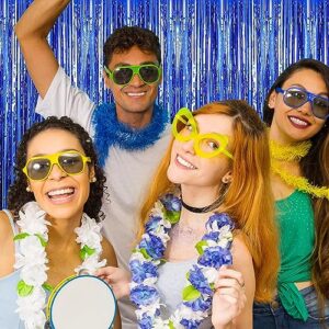 Birthday Party Decorations| 3 Pack 3.3 x 9.9 ft Blue Foil Fringe Curtains Party Supplies|Tinsel Curtain Backdrop for Parties, Glitter Streamers Backdrop for Birthday/Photo Booth Backdrops/Party Decor