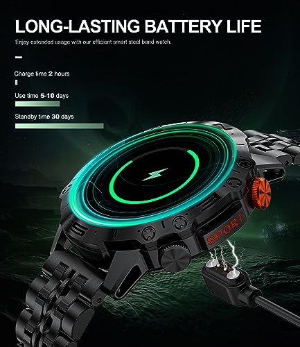 LIGE Smart Watch for Men Heavy Duty Make Call IP68 Waterproof with 1.43in AMOLED Touchscreen Always on Display Long-Lasting Battery Fitness Tracker Android iOS Military Smart Watch for Men