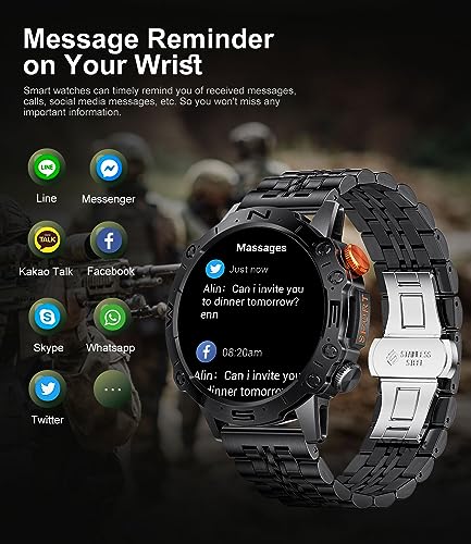 LIGE Smart Watch for Men Heavy Duty Make Call IP68 Waterproof with 1.43in AMOLED Touchscreen Always on Display Long-Lasting Battery Fitness Tracker Android iOS Military Smart Watch for Men