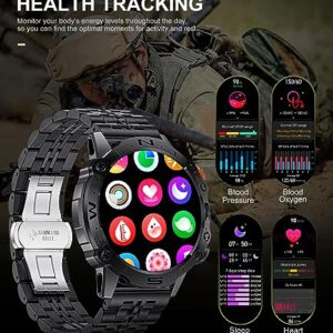 LIGE Smart Watch for Men Heavy Duty Make Call IP68 Waterproof with 1.43in AMOLED Touchscreen Always on Display Long-Lasting Battery Fitness Tracker Android iOS Military Smart Watch for Men