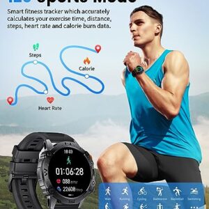 LIGE Smart Watch for Men Heavy Duty Make Call IP68 Waterproof with 1.43in AMOLED Touchscreen Always on Display Long-Lasting Battery Fitness Tracker Android iOS Military Smart Watch for Men