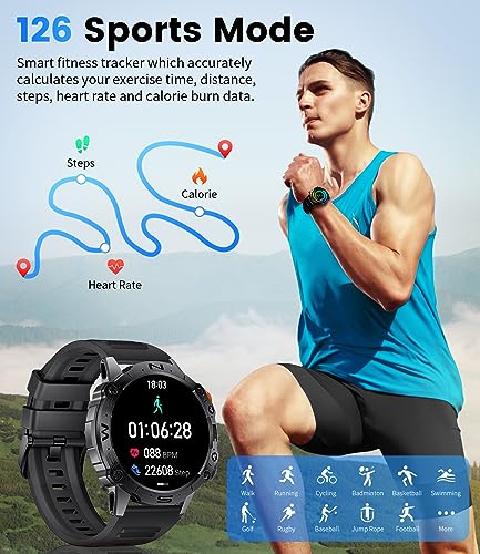 LIGE Smart Watch for Men Heavy Duty Make Call IP68 Waterproof with 1.43in AMOLED Touchscreen Always on Display Long-Lasting Battery Fitness Tracker Android iOS Military Smart Watch for Men