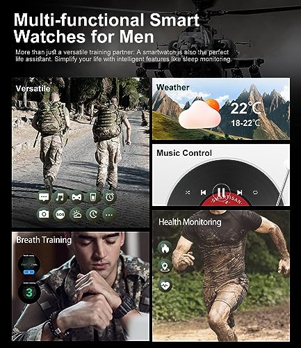 LIGE Smart Watch for Men Heavy Duty Make Call IP68 Waterproof with 1.43in AMOLED Touchscreen Always on Display Long-Lasting Battery Fitness Tracker Android iOS Military Smart Watch for Men