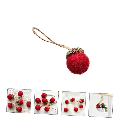 WATIIFUFU 12pcs Felt Pine Cones Christmas Tree pinecones Christmas Felt Ball Garland Felted Acorn Garland Artificial Pine Cone Christmas Hanging Bunting Ornament red Felt Winter Stockings