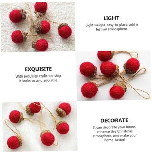 WATIIFUFU 12pcs Felt Pine Cones Christmas Tree pinecones Christmas Felt Ball Garland Felted Acorn Garland Artificial Pine Cone Christmas Hanging Bunting Ornament red Felt Winter Stockings