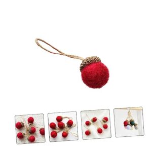 TOPPERFUN 12pcs Felt Pine Cones Christmas Hanging Pine Cone Pom Pom Ball Party Decorations Winter pinecones Fake Pine Cone Table Garland Xmas Tree Ornament red Acorn Decor Pompom Small Ball