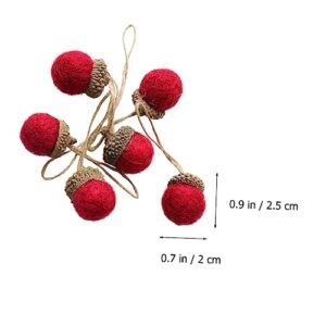 TOPPERFUN 12pcs Felt Pine Cones Christmas Hanging Pine Cone Pom Pom Ball Party Decorations Winter pinecones Fake Pine Cone Table Garland Xmas Tree Ornament red Acorn Decor Pompom Small Ball