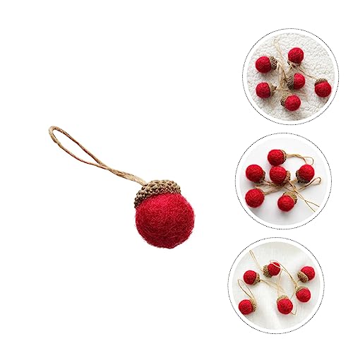 TOPPERFUN 12pcs Felt Pine Cones Christmas Hanging Pine Cone Pom Pom Ball Party Decorations Winter pinecones Fake Pine Cone Table Garland Xmas Tree Ornament red Acorn Decor Pompom Small Ball