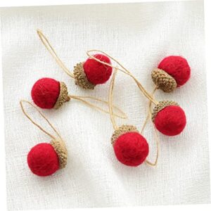 TOPPERFUN 12pcs Felt Pine Cones Christmas Hanging Pine Cone Pom Pom Ball Party Decorations Winter pinecones Fake Pine Cone Table Garland Xmas Tree Ornament red Acorn Decor Pompom Small Ball