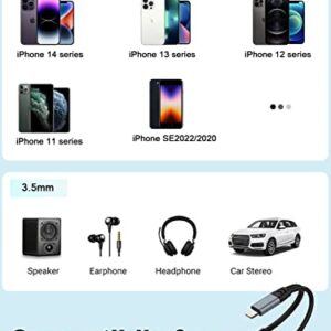 2-IN-1 iPhone Headphone and Charger Adapter, Lightning to 3.5mm AUX Audio Jack and Charger iphone Earphone Headset Splitter Compatible with iPhone 14/13/12/11 Pro Max/Pro/Plus/Mini/XR/XS/7/8 Plus-MFI