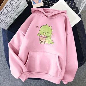 Women Printed Drawstring Hooded Casual Loose Long Sleeve Blouse Top Sweatshirt Thin Womens Hoodies Pullover A-pink