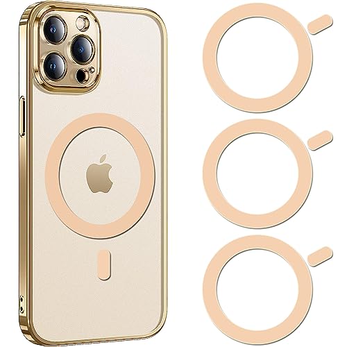 COJOC 3PCS for Magsafe Ring Sticker,Universal Magnetic Conversion Adapter Compatible with Wireless Charging Accessories for iPhone 14/13/12 Pro Max Mini, Galaxy Series and Phone Case,Gold