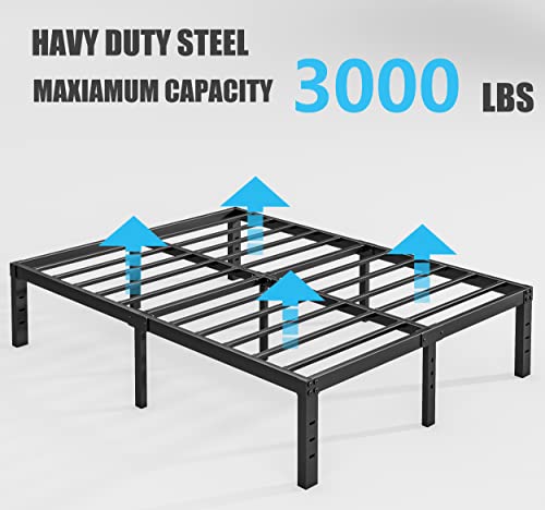 Cleaniago California King Metal Platform Bed Frames No Box Spring Needed,Heavy Duty Steel Slats Platform with 3000lbs Support, Noise Free, Anti-Slip, Easy Assembly, Black