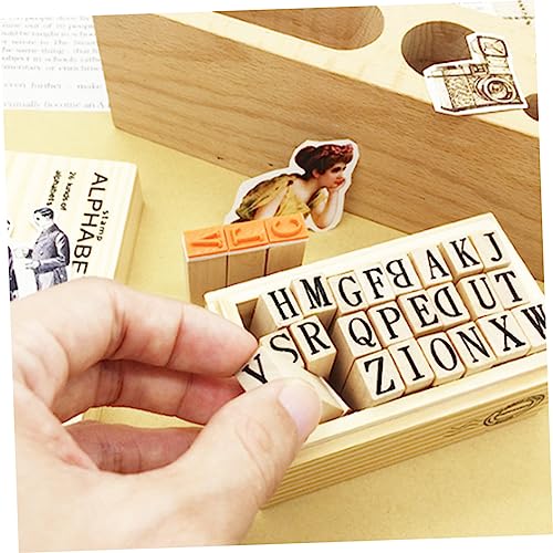 Letter Flash Cards 1 Set English Alphabet Stamp Monogram Alphabet Stamps DIY Scrapbook DIY Album Planner Hand Account Stamp Wooden Stamps Multipurpose Craft Stamp Kit 3D