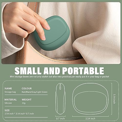 4 PCS Silicone Headphone Organizer with Magnetic Buckle Anti-Fall Out Portable Mini Key Box, Data Cable Storage Case,Soft Sleek Mini Storage Bag, Wired Headphone Organizer-(Red-Green-Grey-Black)