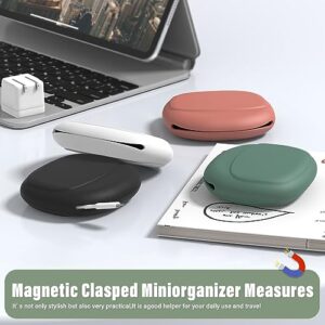 4 PCS Silicone Headphone Organizer with Magnetic Buckle Anti-Fall Out Portable Mini Key Box, Data Cable Storage Case,Soft Sleek Mini Storage Bag, Wired Headphone Organizer-(Red-Green-Grey-Black)