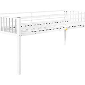 UFINEGO Twin Over Twin & Twin Bunk Bed, Triple Bunk Bed Metal Bunk Bed Frame with Guardrails, Converted into Three Single Twin Bed, No Box Spring Needed