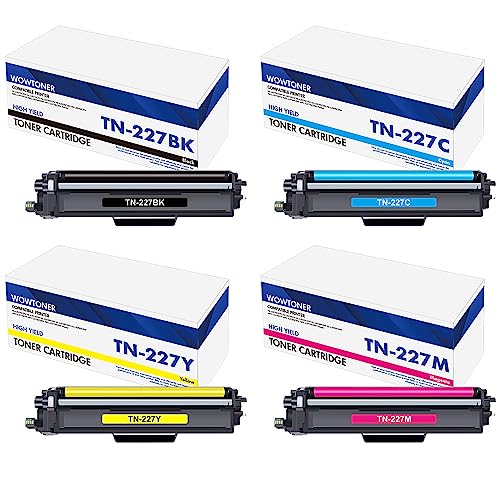 TN227 High Yield Toner Cartridges: Compatible for Brother TN227BK/C/M/Y TN-227 TN223 Replacement for MFC-L3770CDW HL-L3270CDW HL-L3290CDW HL-L3210CW HL-L3230CDW MFC-L3710CW MFC-L3750CDW Printer (4-Pac