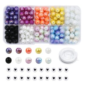 200pcs 8mm glass beads for bracelets making,10 colors diy samll beads jewelry making kit for adult healing black/white/yellow round beads bulk,bead for friendship bracelet