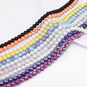 200pcs 8mm Glass Beads for Bracelets Making,10 Colors DIY Samll Beads Jewelry Making Kit for Adult Healing Black/White/Yellow Round Beads Bulk,Bead for Friendship Bracelet