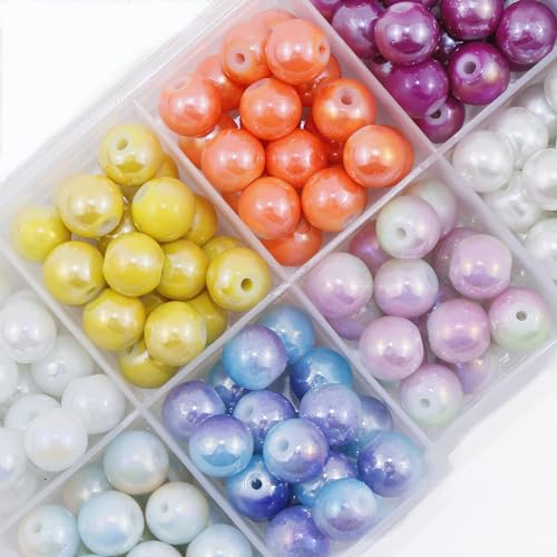 200pcs 8mm Glass Beads for Bracelets Making,10 Colors DIY Samll Beads Jewelry Making Kit for Adult Healing Black/White/Yellow Round Beads Bulk,Bead for Friendship Bracelet