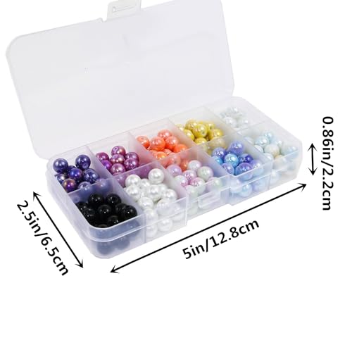 200pcs 8mm Glass Beads for Bracelets Making,10 Colors DIY Samll Beads Jewelry Making Kit for Adult Healing Black/White/Yellow Round Beads Bulk,Bead for Friendship Bracelet