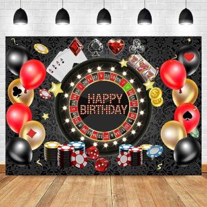 sensfun casino birthday backdrop poker las vegas birthday party background roulette chips casino night theme birthday decorations backdrops cake table banner photo booth props vinyl 7x5ft