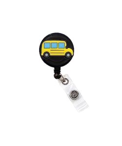 school bus badge reel id holder nurse funny badge clip retractable 25 inch extension yazzle dazzle school bus homework test exam learn learning class student chalkboard teacher