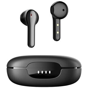 tribit wireless headphones, wireless bluetooth earbuds, noise canceling with 4 microphone 32h playtime, waterproof earphones for music calls school work, flybuds c2 black