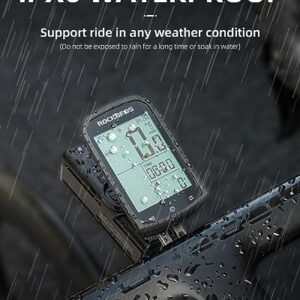 ROCKBROS Bike Computer Wireless Cycling Computers ANT+ Bluetooth Bicycle Computer Mini Speedometer Odometer Waterproof 2.9inch LCD Screen GPS/BDS/Galileo Position System