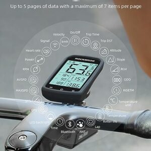 ROCKBROS Bike Computer Wireless Cycling Computers ANT+ Bluetooth Bicycle Computer Mini Speedometer Odometer Waterproof 2.9inch LCD Screen GPS/BDS/Galileo Position System