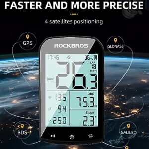 ROCKBROS Bike Computer Wireless Cycling Computers ANT+ Bluetooth Bicycle Computer Mini Speedometer Odometer Waterproof 2.9inch LCD Screen GPS/BDS/Galileo Position System