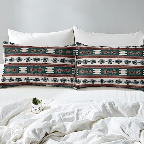 Western Decor Sheets Twin Size Southwestern Bed Sheet Set for Kids Boys Girls Cowboy Aztec Bed Sheets Women Men Teens Blue Brown Beige Native Indian Tribal Navajo Bedding Fitted Sheet Flat Sheets