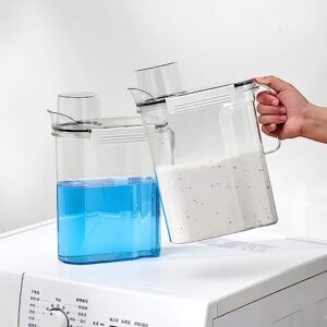 Laundry Powder Dispenser, Detergent Dispenser with Measuring Cup Lid, Large Capacity Laundry Softener Dispenser Leak-Proof Washing Powder Container for Fabric Softener and Liquid Detergent