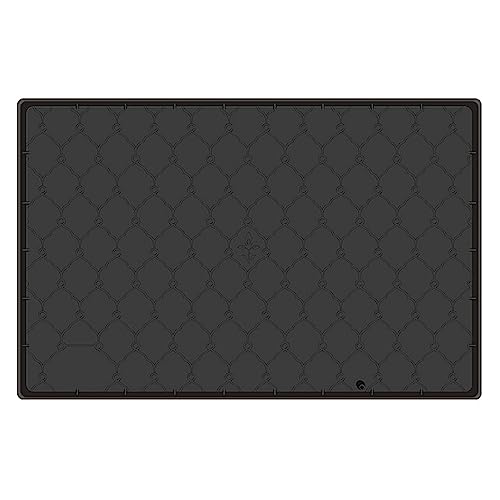 C-LARSS Under Sink Mats 33 * 21 Inches Silicone Under Kitchen Sink Liner Mat Flexible Waterproof Under Sink Drip Tray with Drainage Hole for Protect Cabinets Black