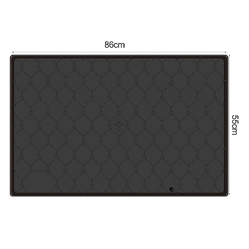 C-LARSS Under Sink Mats 33 * 21 Inches Silicone Under Kitchen Sink Liner Mat Flexible Waterproof Under Sink Drip Tray with Drainage Hole for Protect Cabinets Black