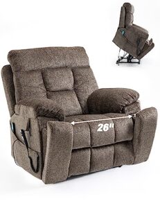 cobplns 26 in extra wide recliner&overstuffed chair, 400lb weight capacity 180° adjustment comfort large recliner & lift chair with water cup holder, full body massage, lumbar heating(grey)