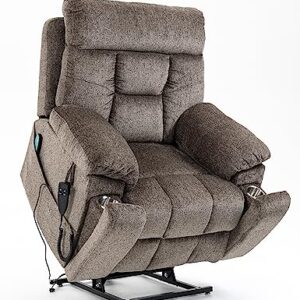 Cobplns 26 in Extra Wide Recliner&Overstuffed Chair, 400lb Weight Capacity 180° Adjustment Comfort Large Recliner & Lift Chair with Water Cup Holder, Full Body Massage, Lumbar Heating(Grey)