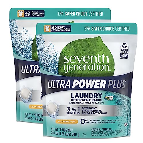 Seventh Generation Ultra Power Plus Laundry Detergent Packs Fresh Citrus 29.6 oz 42 count (pack of 2)